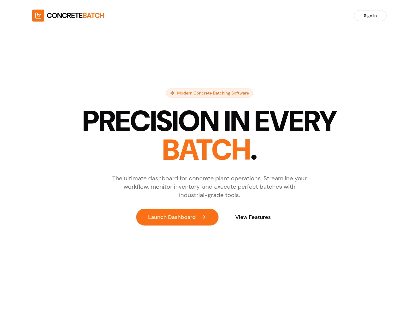 Concrete Batch Dashboard