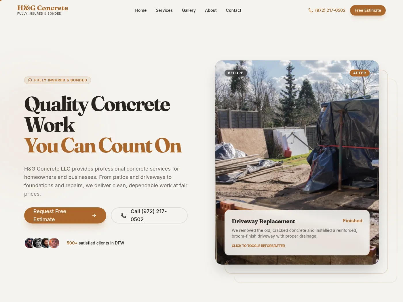 H&G Concrete Web Portal