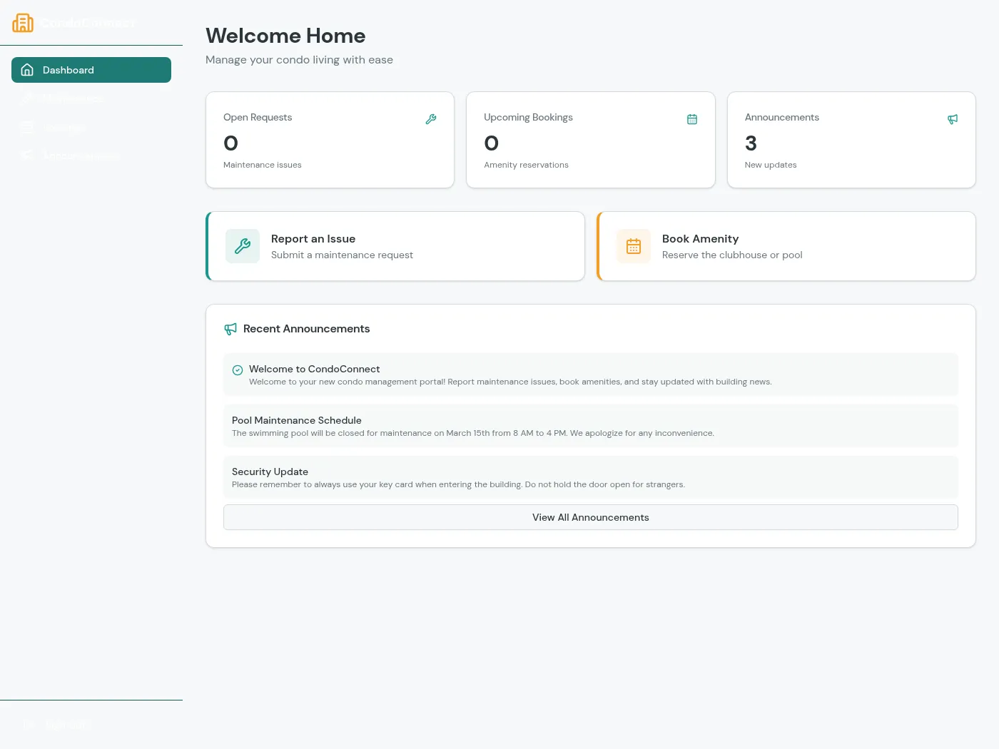 CondoConnect Dashboard