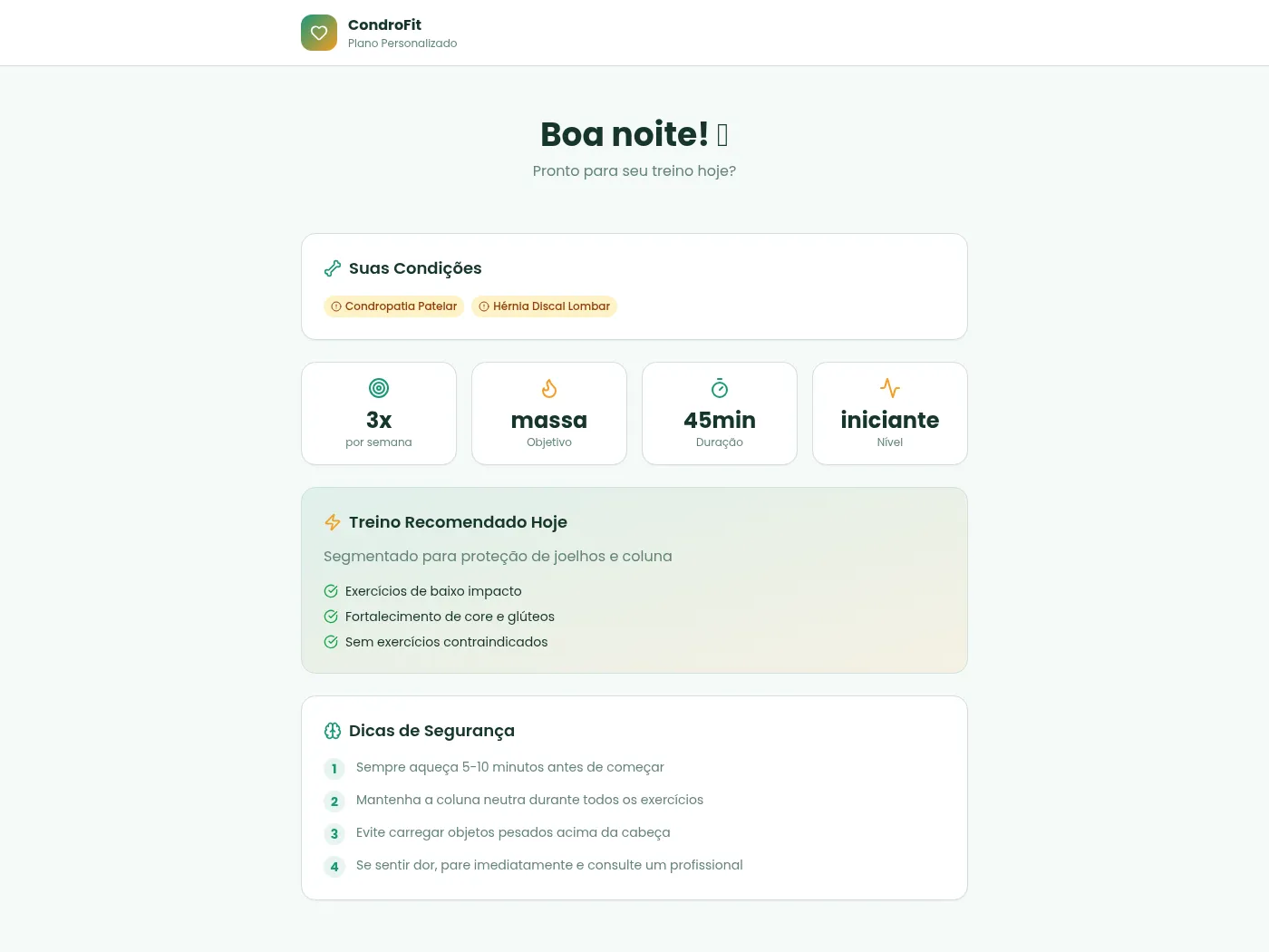 CondroFit Planner
