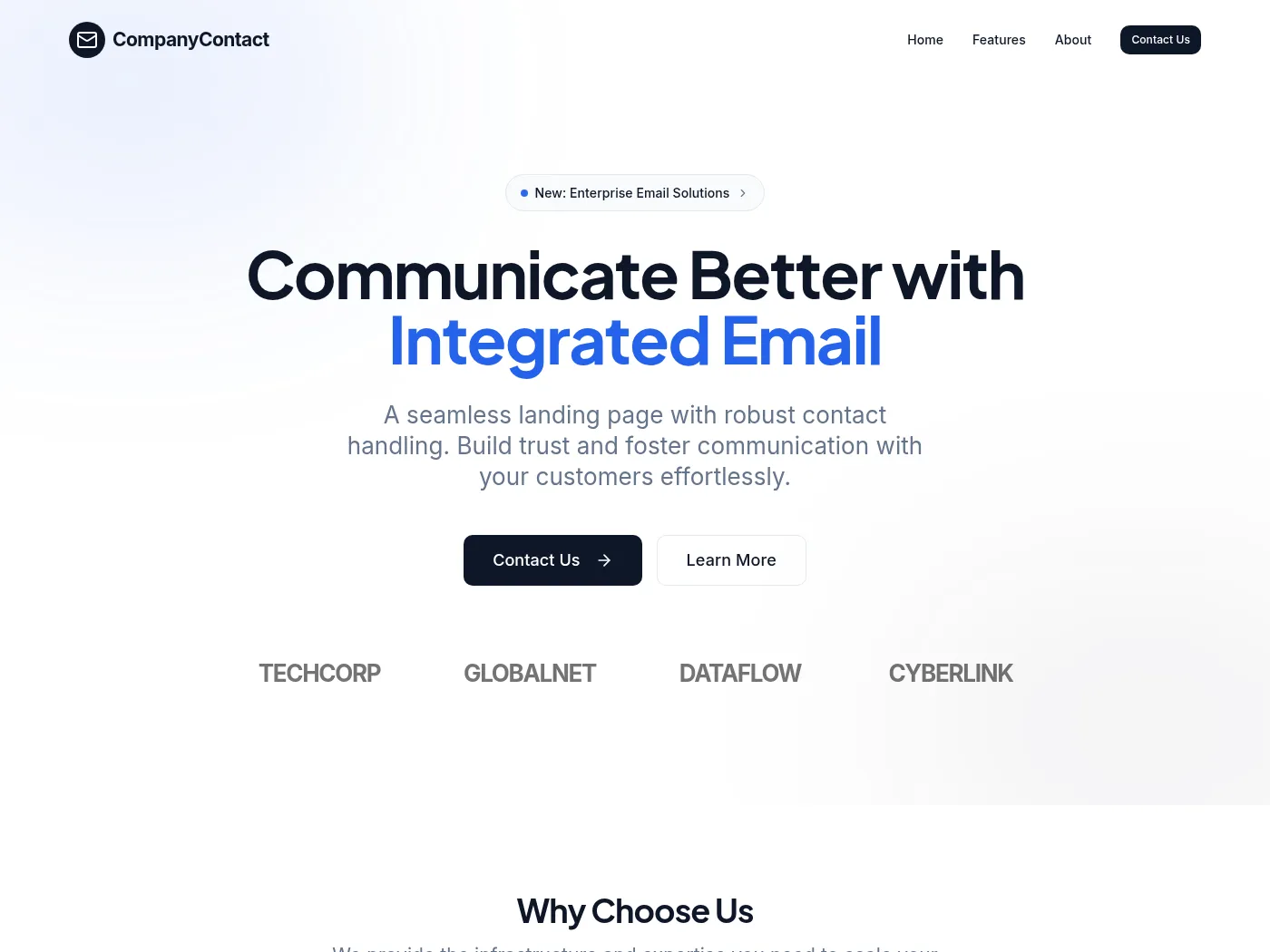 Company Contact Landing