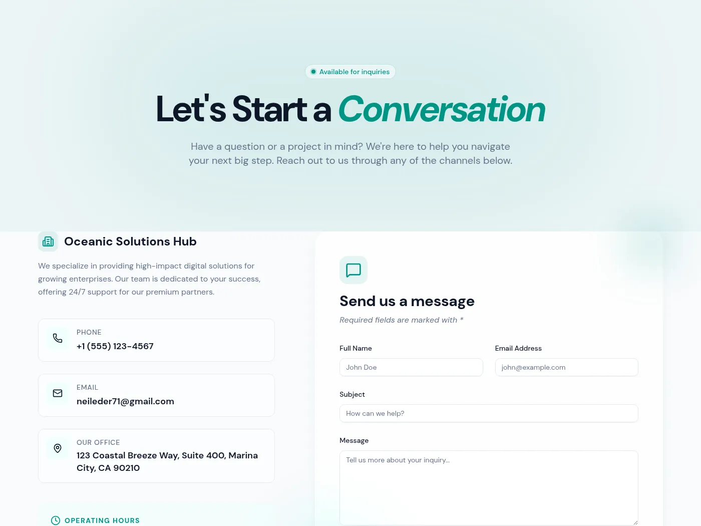 Contact Hub Page