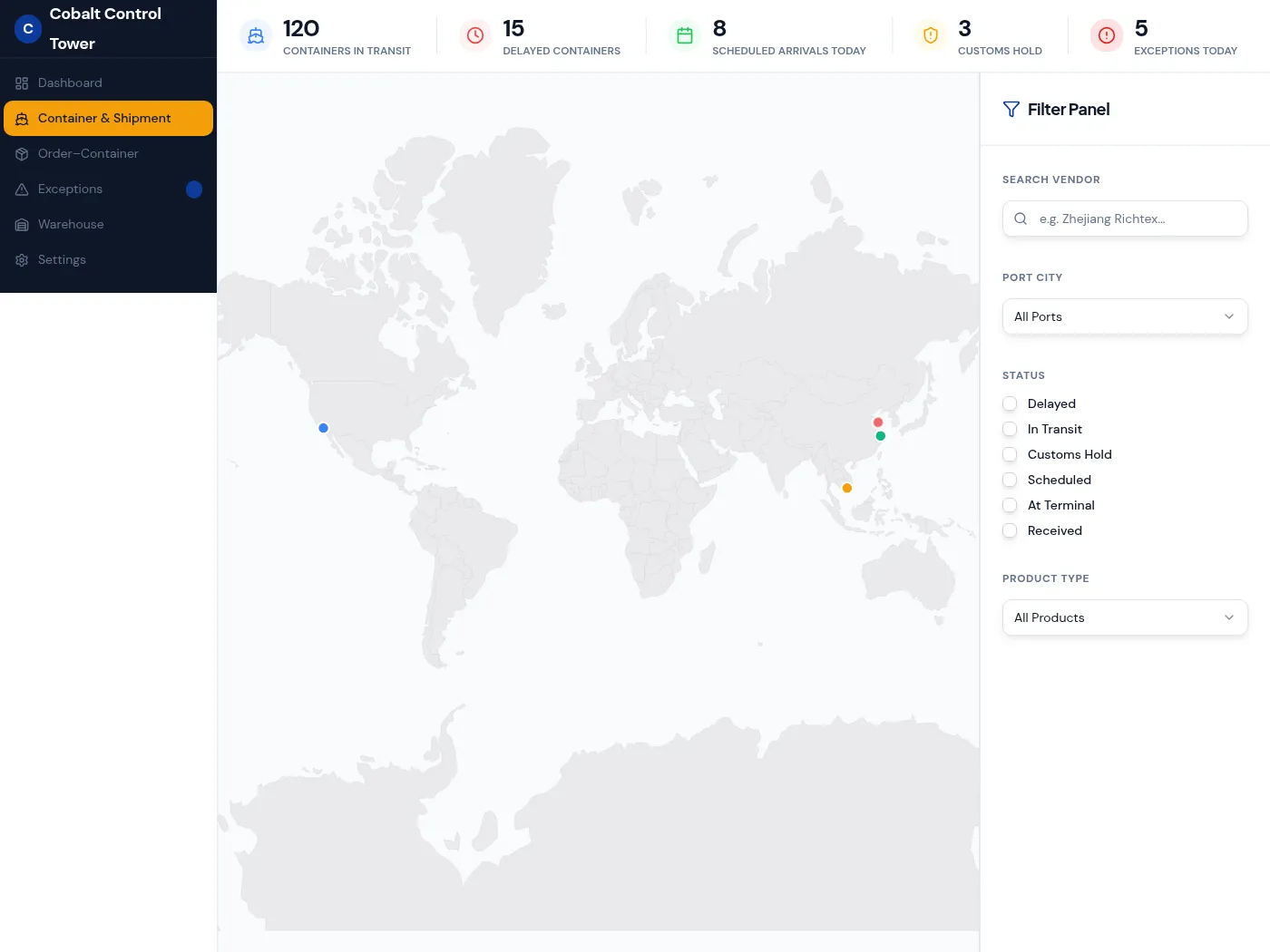Container & Shipment Dashboard