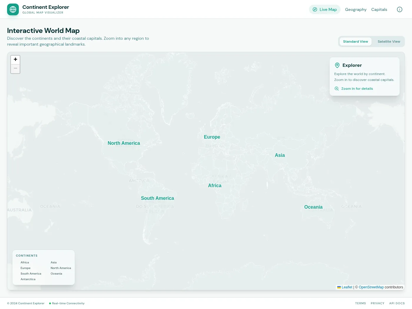 Continent Map Explorer