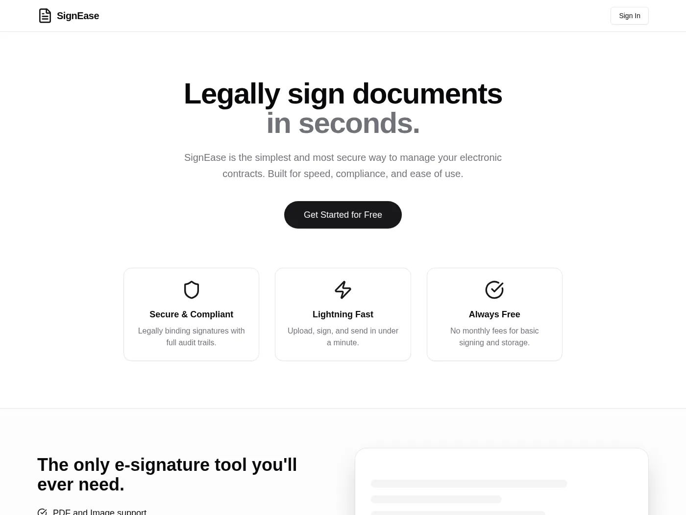 SignEase E-Signature Platform