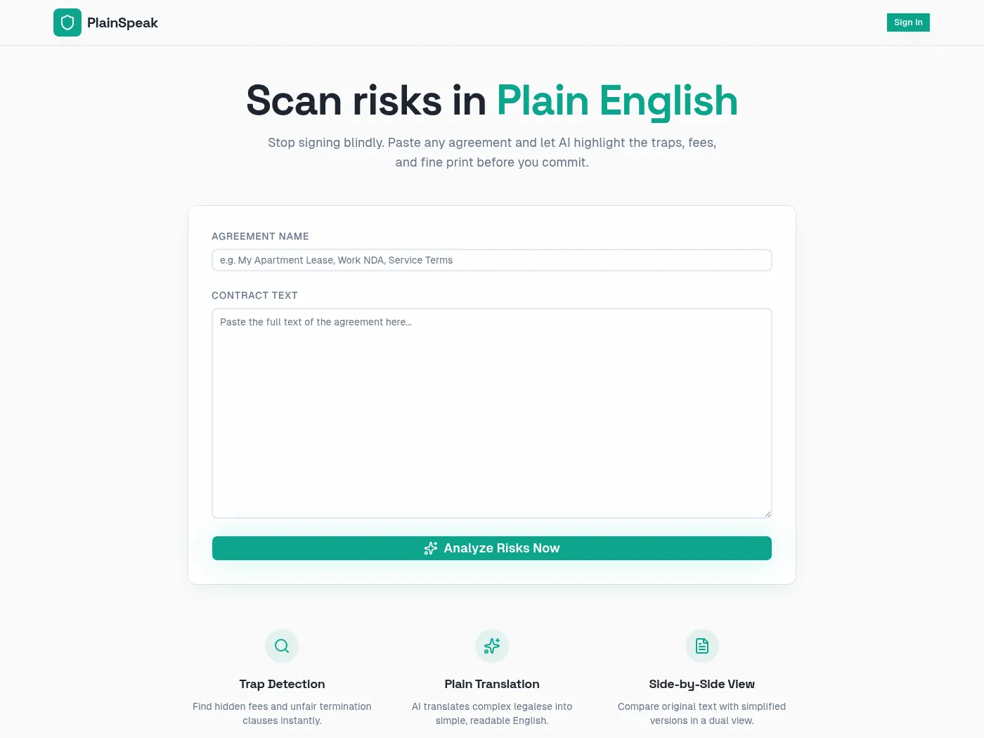 PlainSpeak Contract Scanner