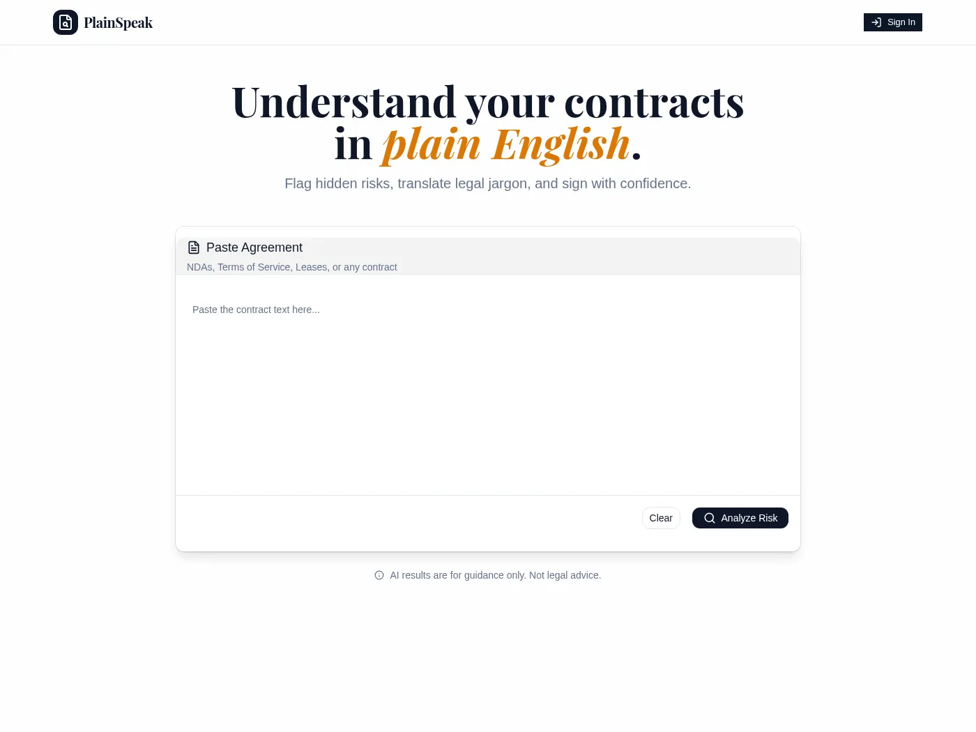 PlainSpeak Contract Scanner