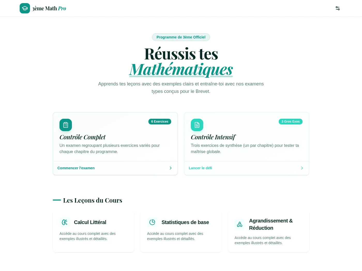 3ème Contrôles & Cours App