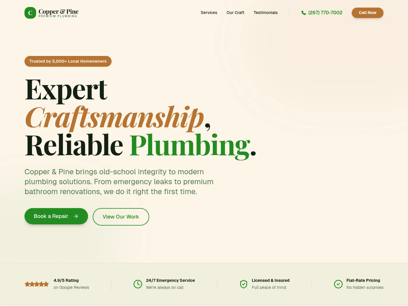 Copper & Pine Plumbing Site