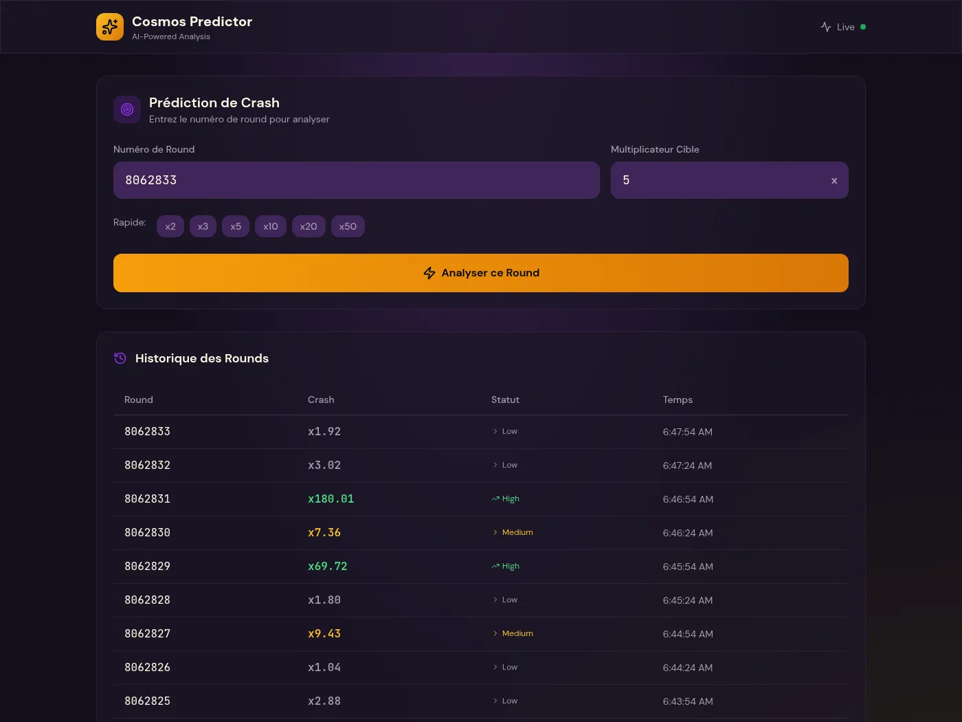 Cosmos Crash Predictor