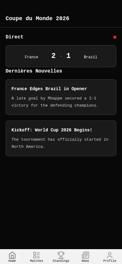 Coupe du Monde 2026 Mobile