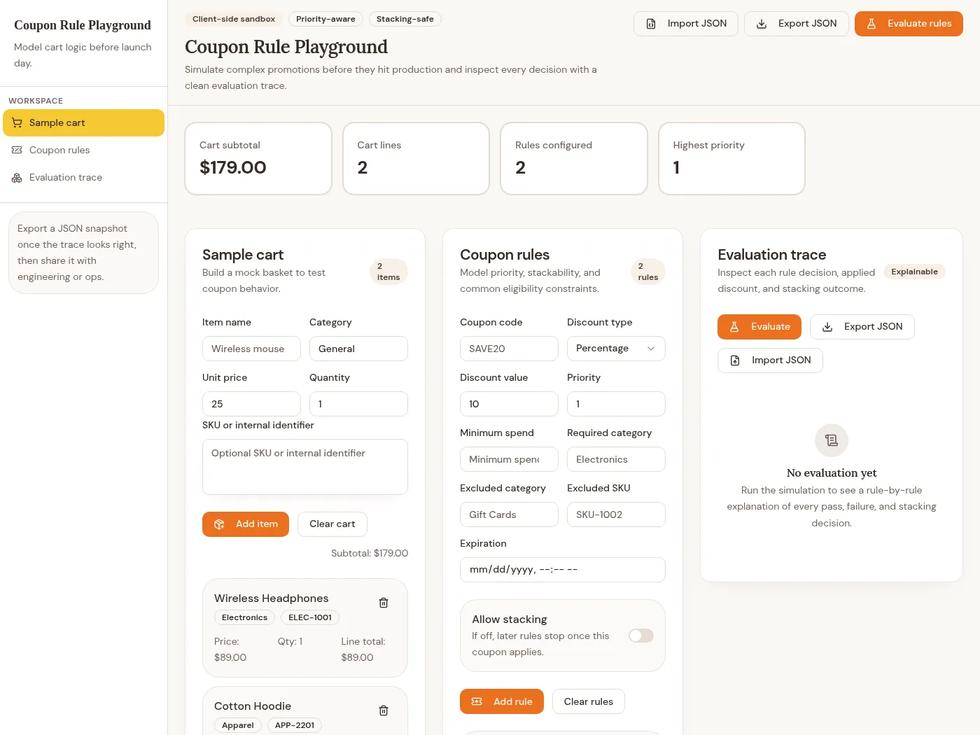 Coupon Rule Playground