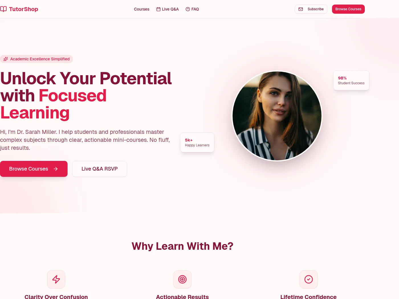 Tutor Course Mini-Shop