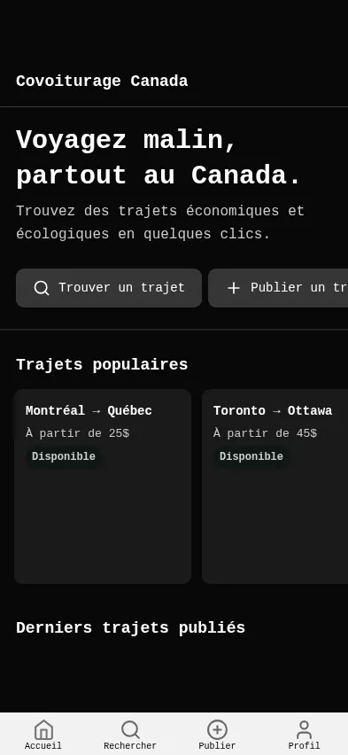 Covoiturage Canada App