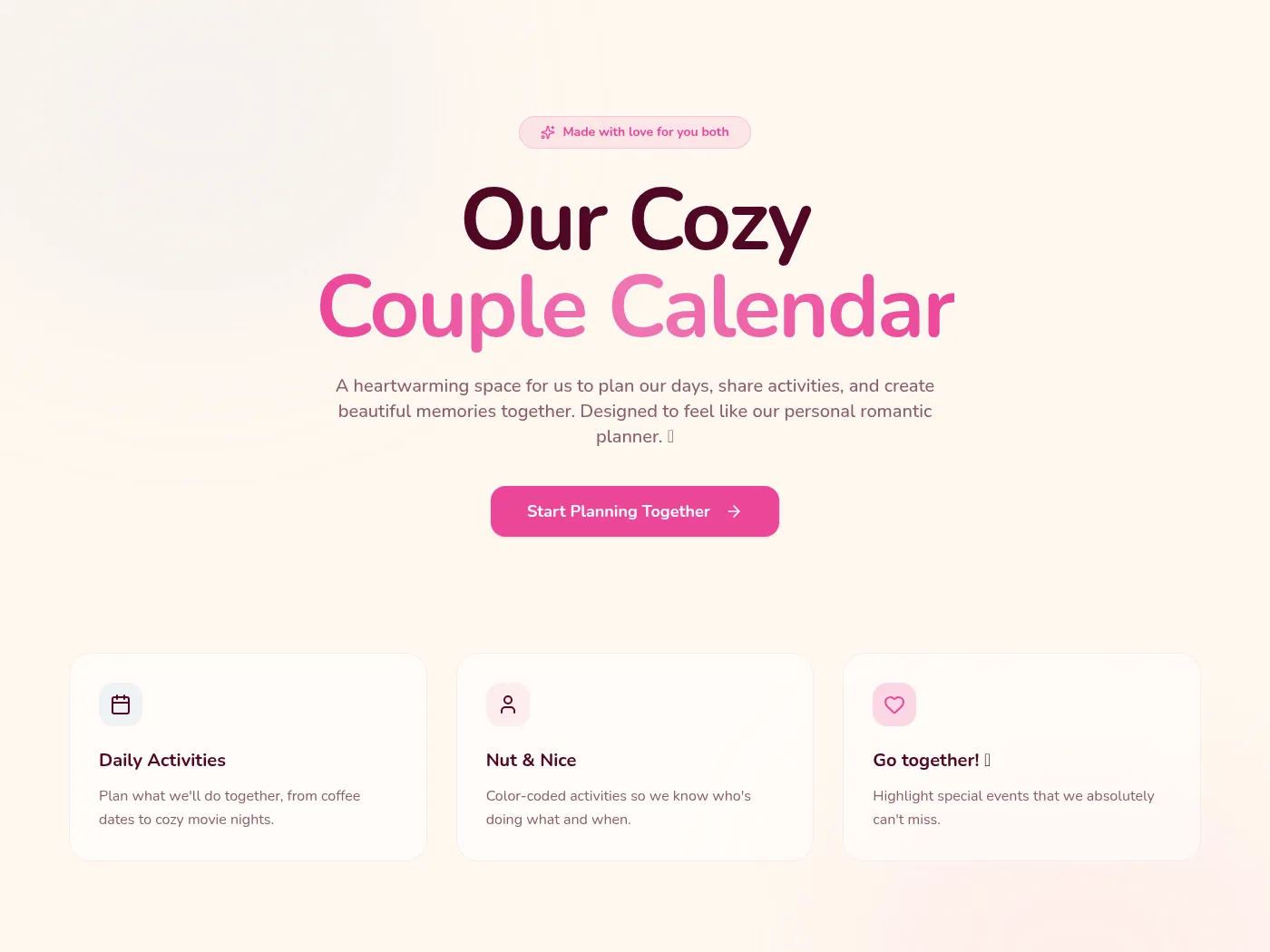 Couple Cozy Calendar