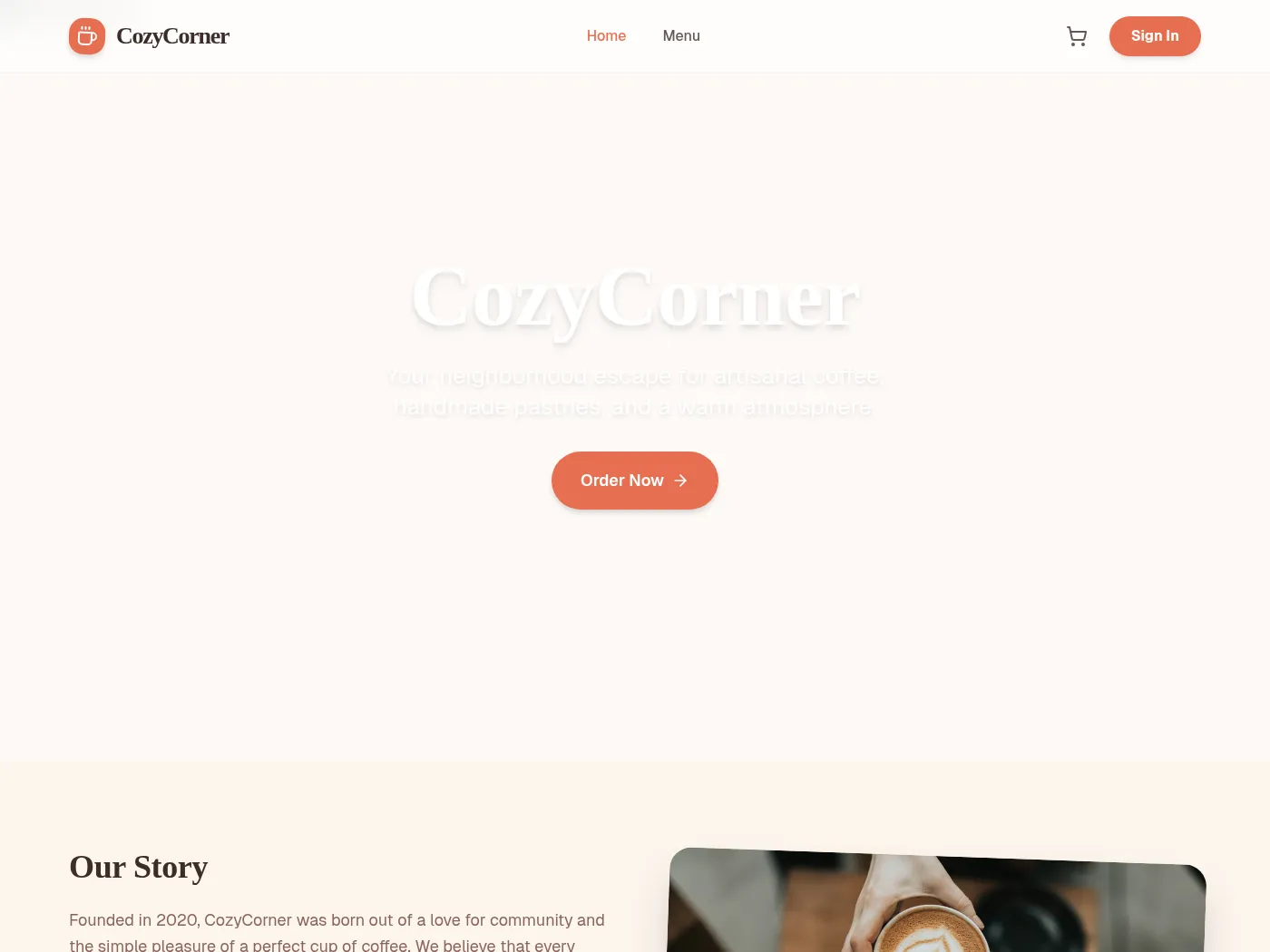 CozyCorner Cafe Website