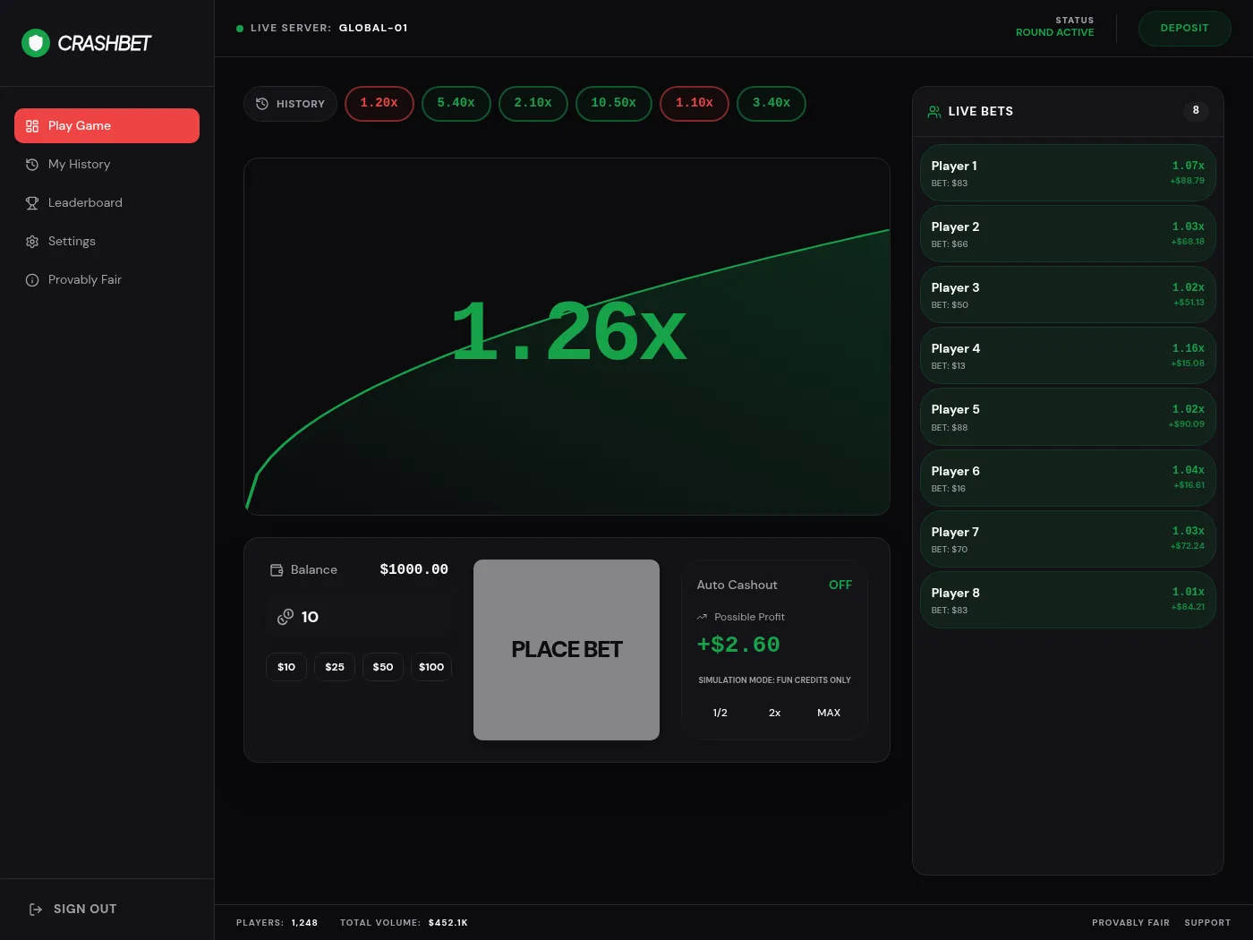 CrashBet Web Game