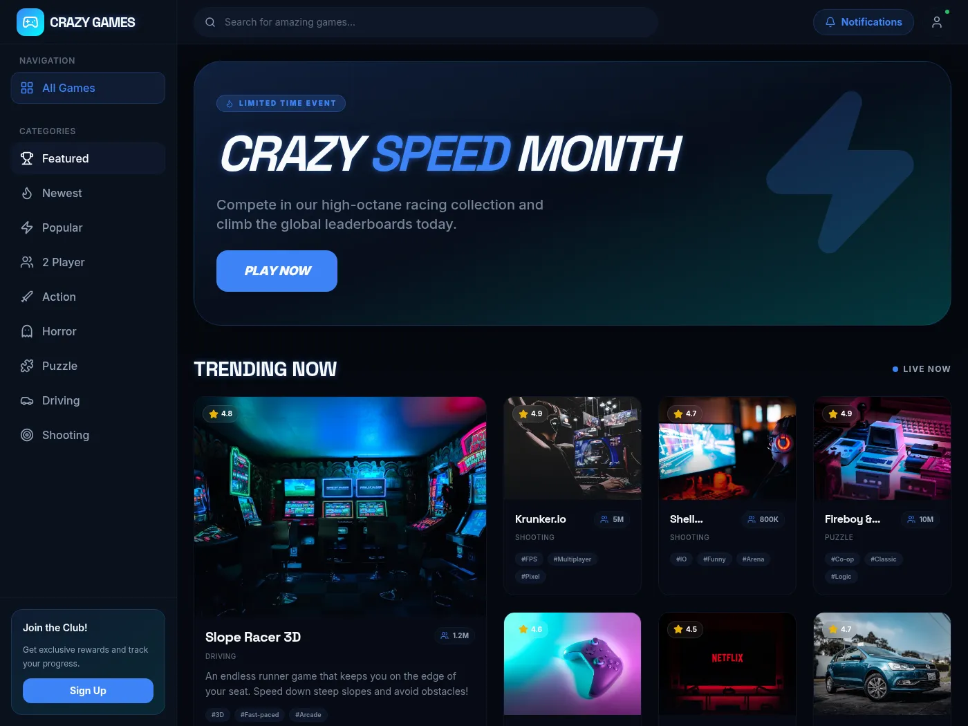 Crazy Games Clone