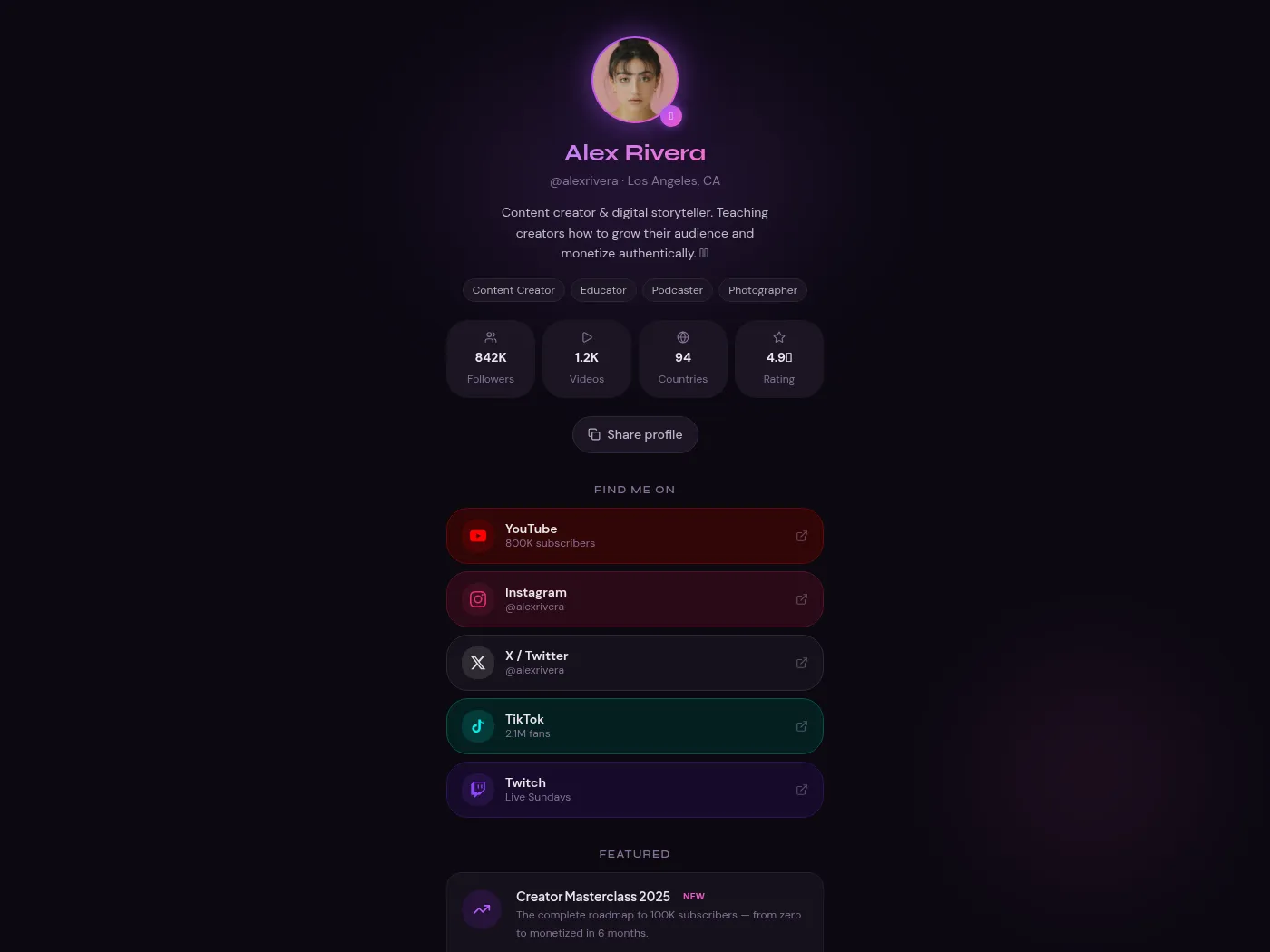 Creator Link Hub