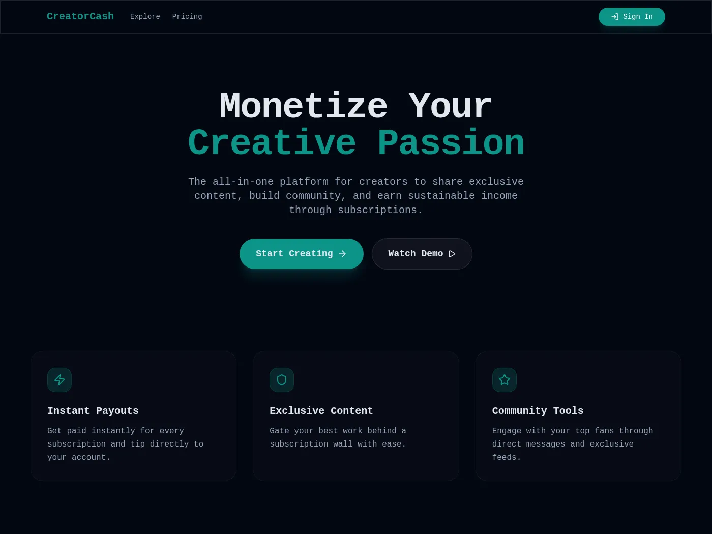 CreatorCash Platform