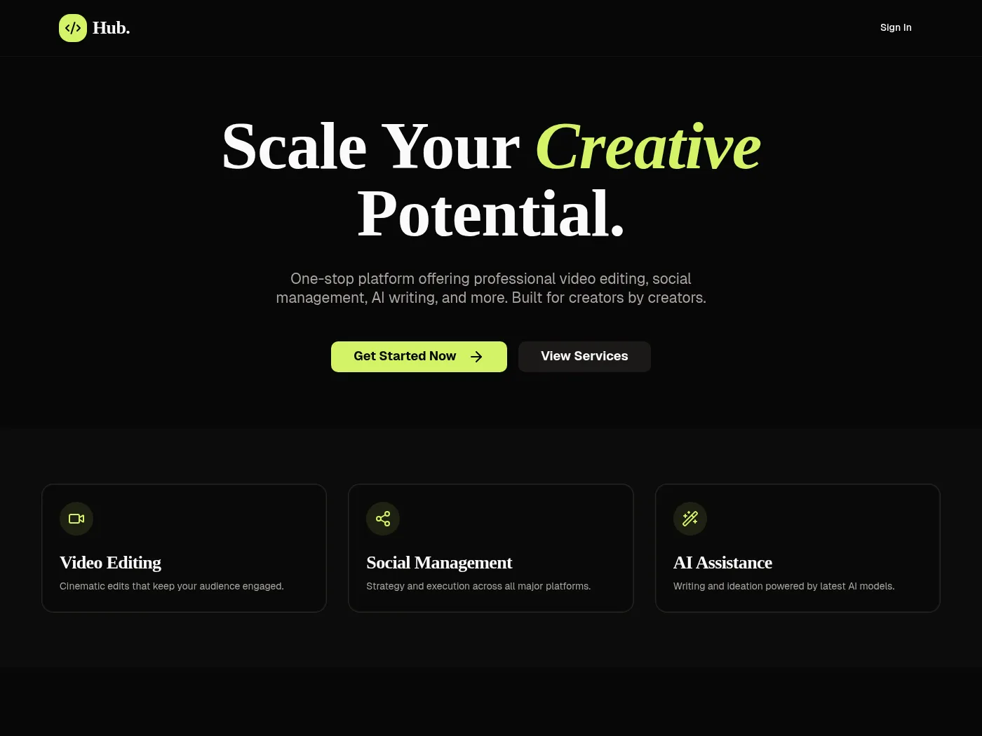 Creator Services Hub