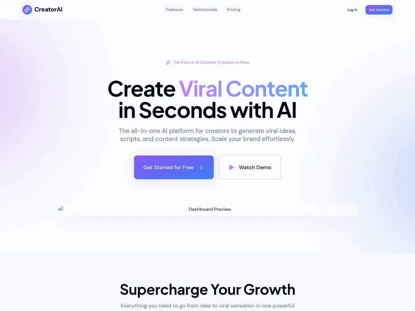CreatorAI Dashboard UI