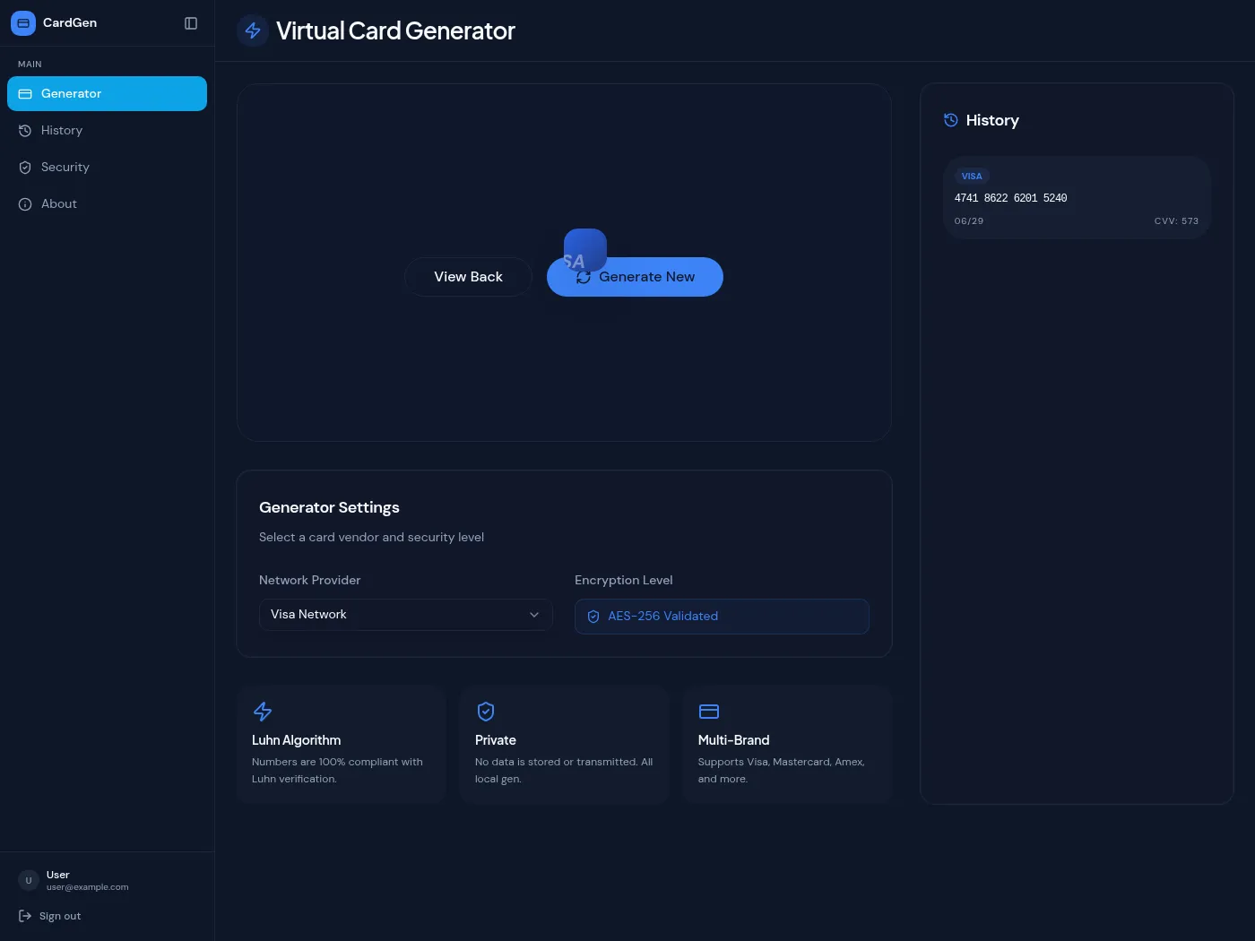 Virtual Card Generator