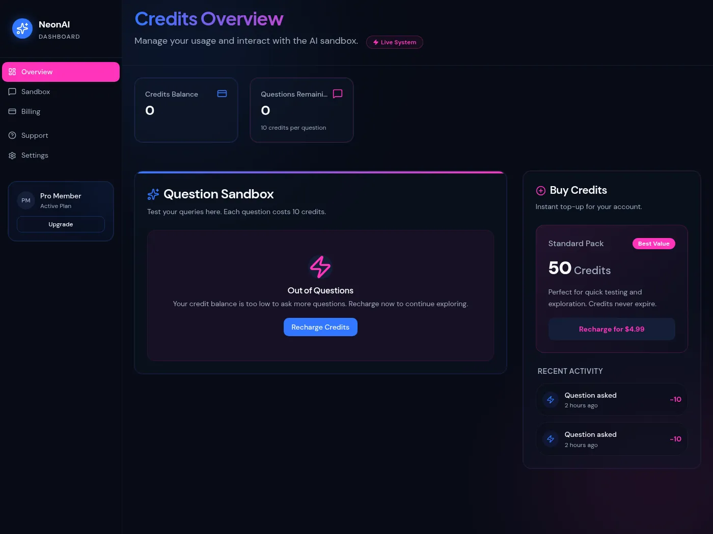 Credit Question Tracker