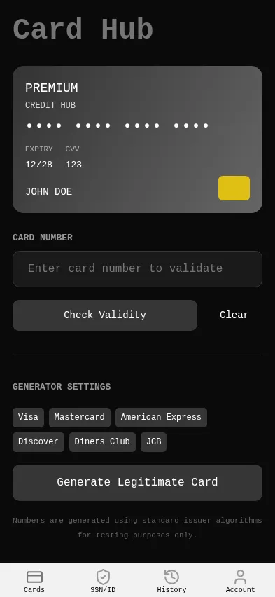 Credit & SSN Validator Hub