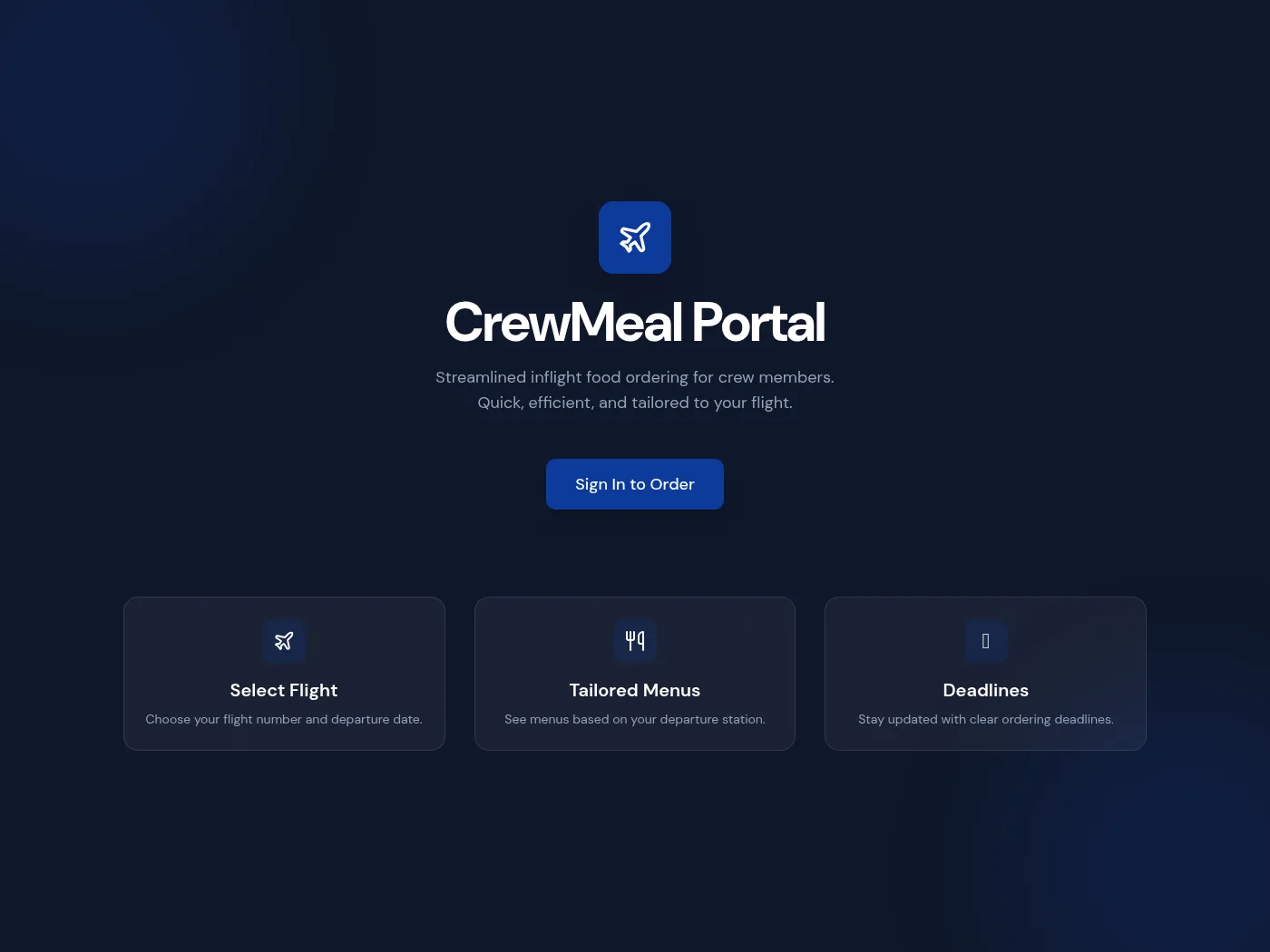 CrewMeal Order Portal