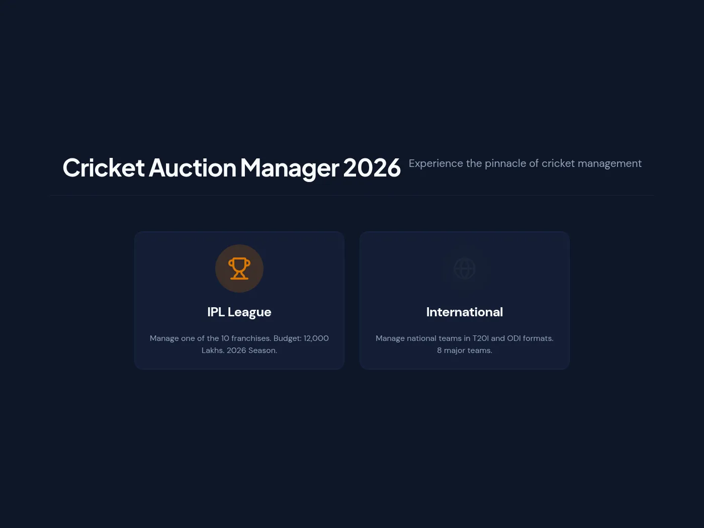 Cricket Auction Manager
