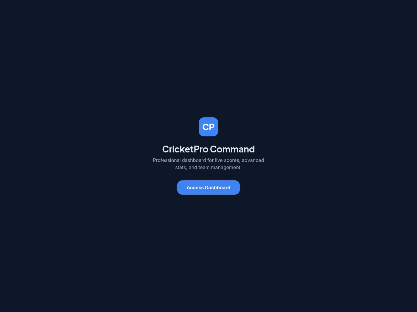 CricketPro Dashboard