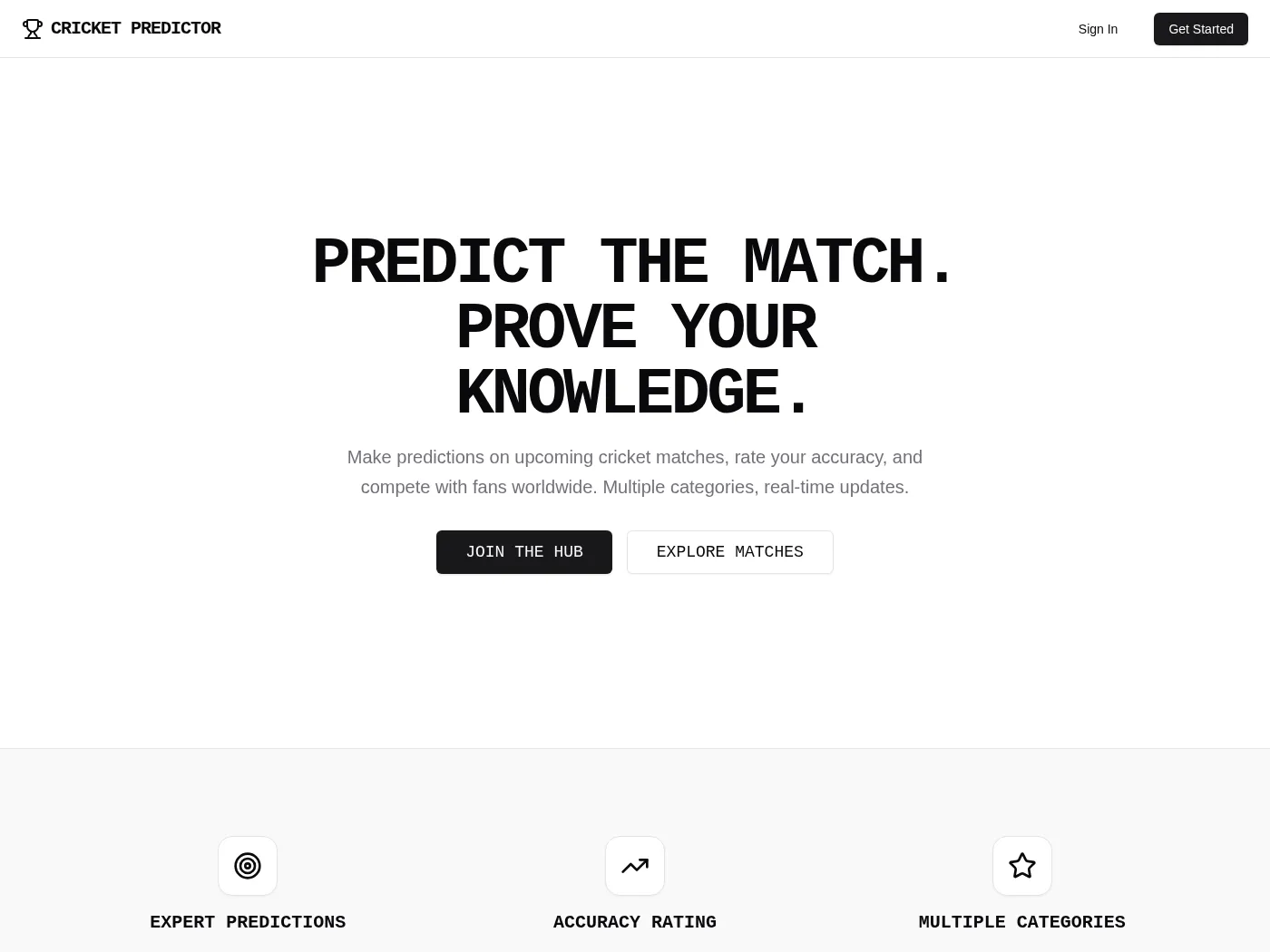 Cricket Predictor Hub