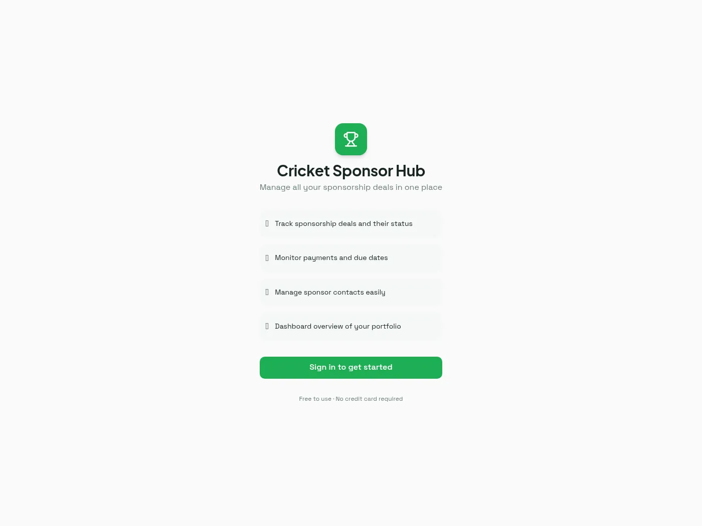 Cricket Sponsor Hub