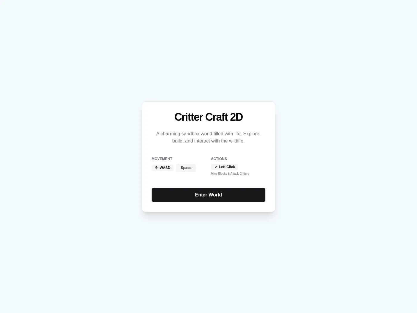 Critter Craft 2D