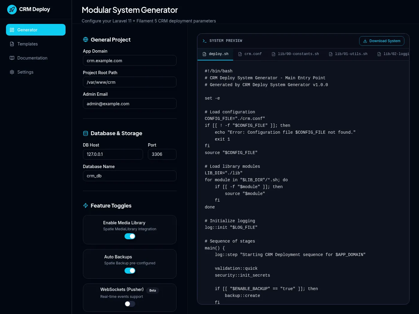 CRM Deploy System Generator