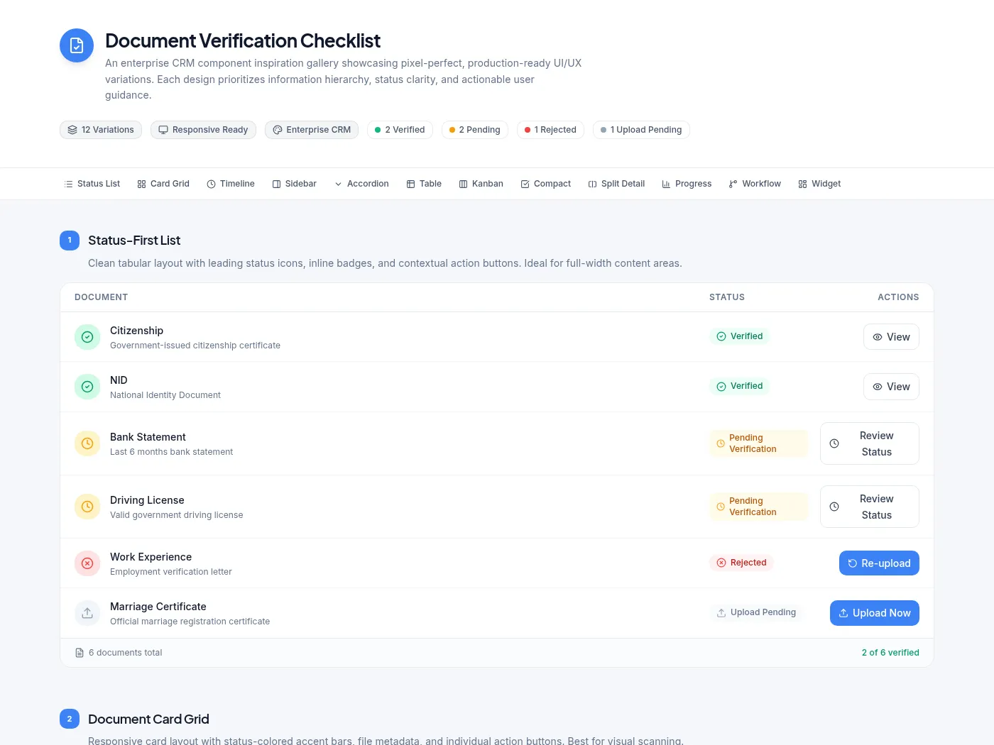 CRM UI Inspiration Gallery