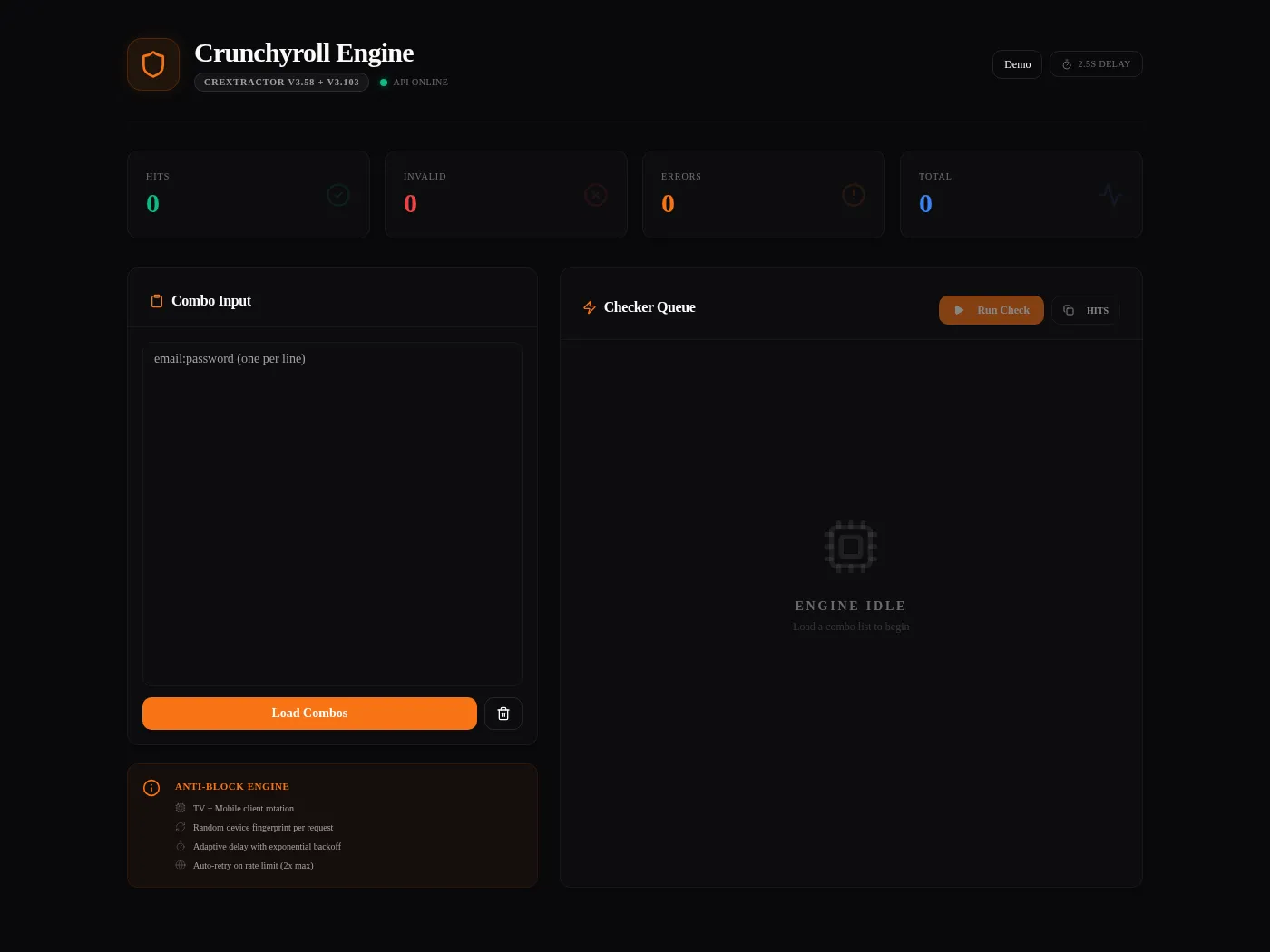 Crunchyroll Credential Checker (Remix)