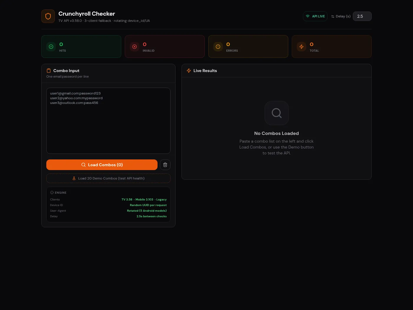 Crunchyroll Credential Checker (Remix)