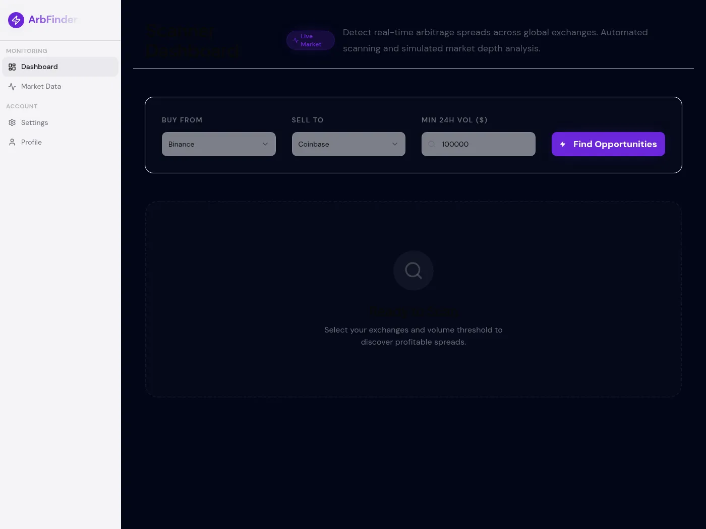 Crypto Arbitrage Finder