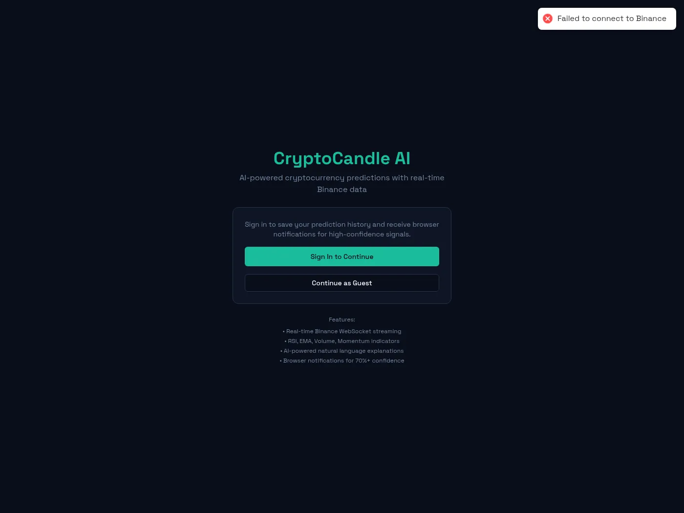 CryptoCandle AI Predictor