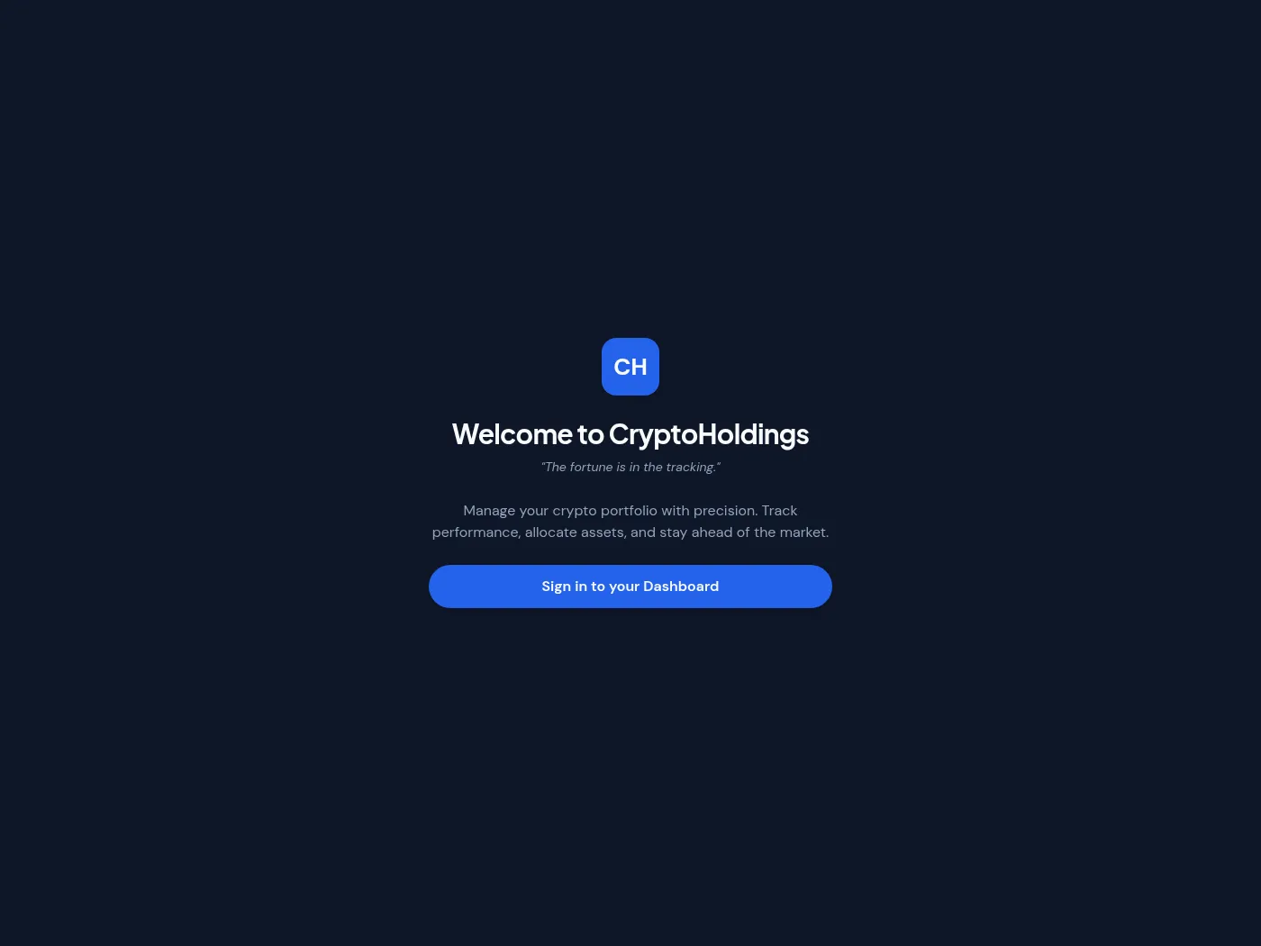 CryptoHoldings Dashboard