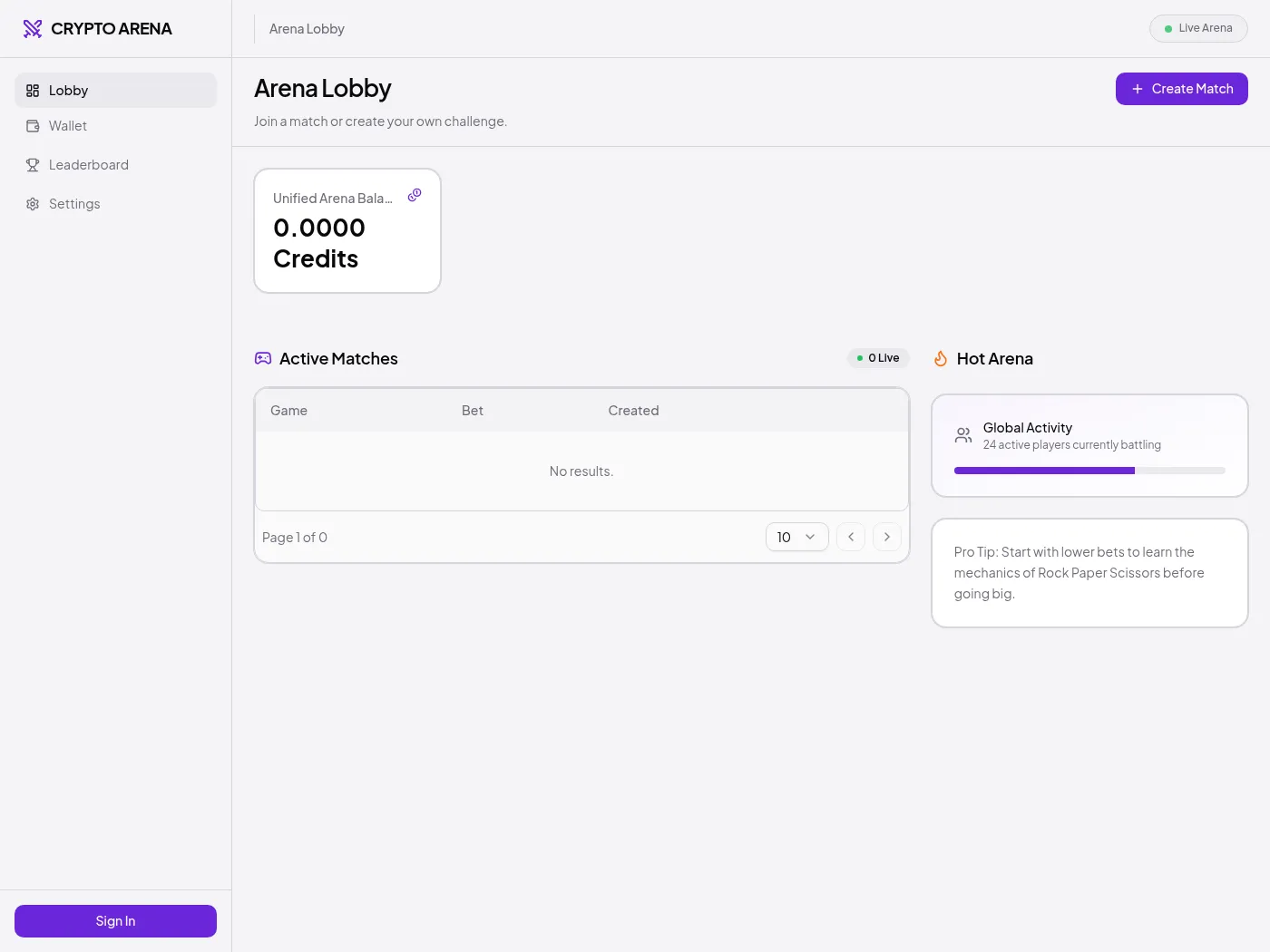 Crypto Minigame Arena