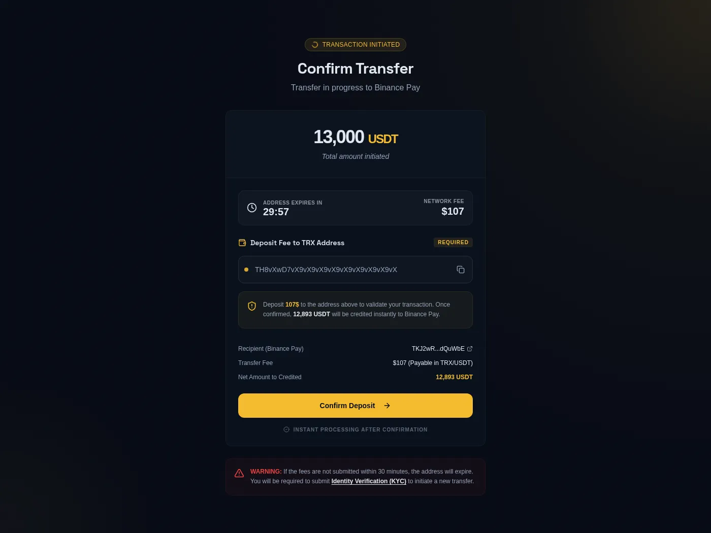 Crypto Transfer UI Demo