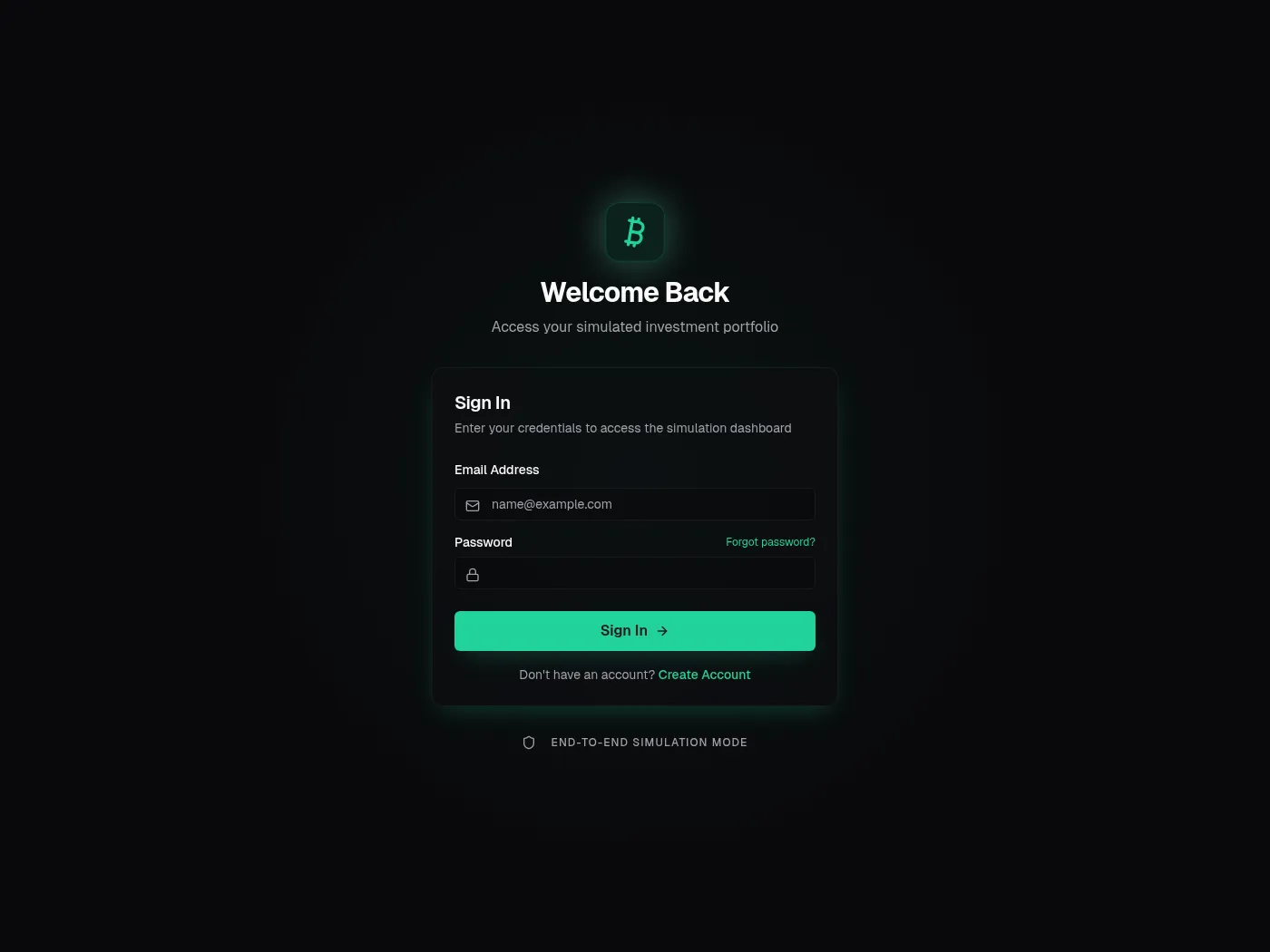 CryptoSim Dashboard UI
