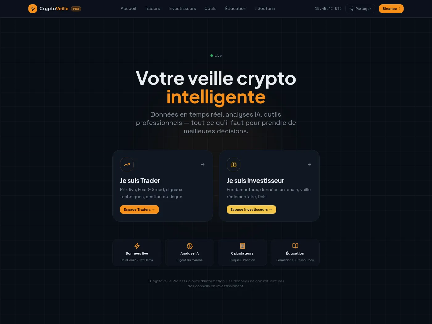 CryptoVeille Pro Platform