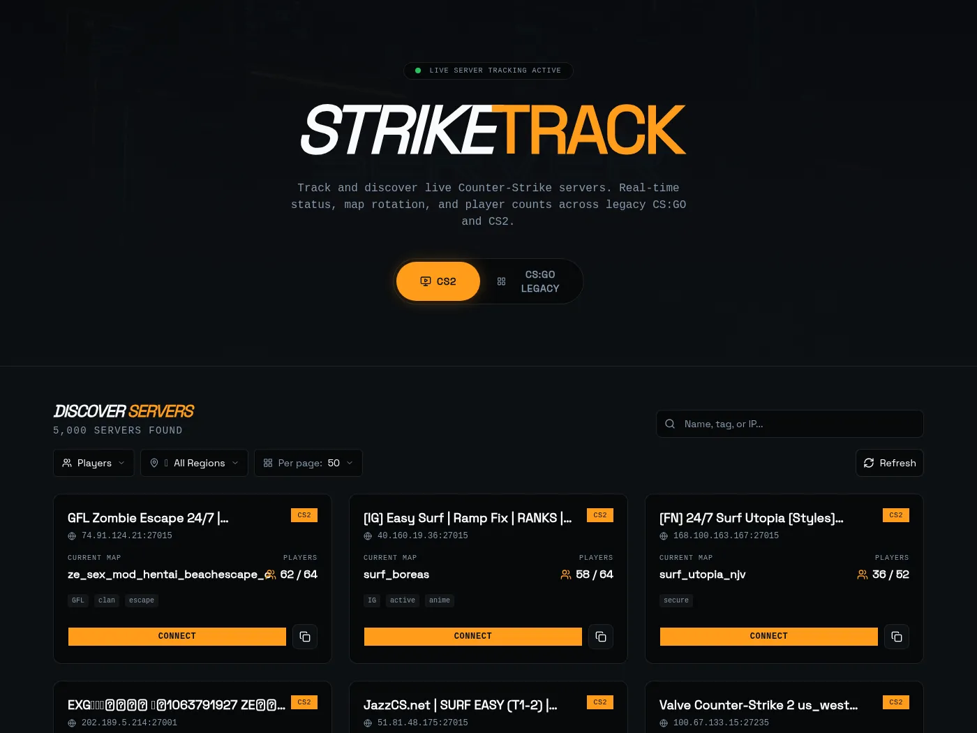 CSGO Server Tracker UI