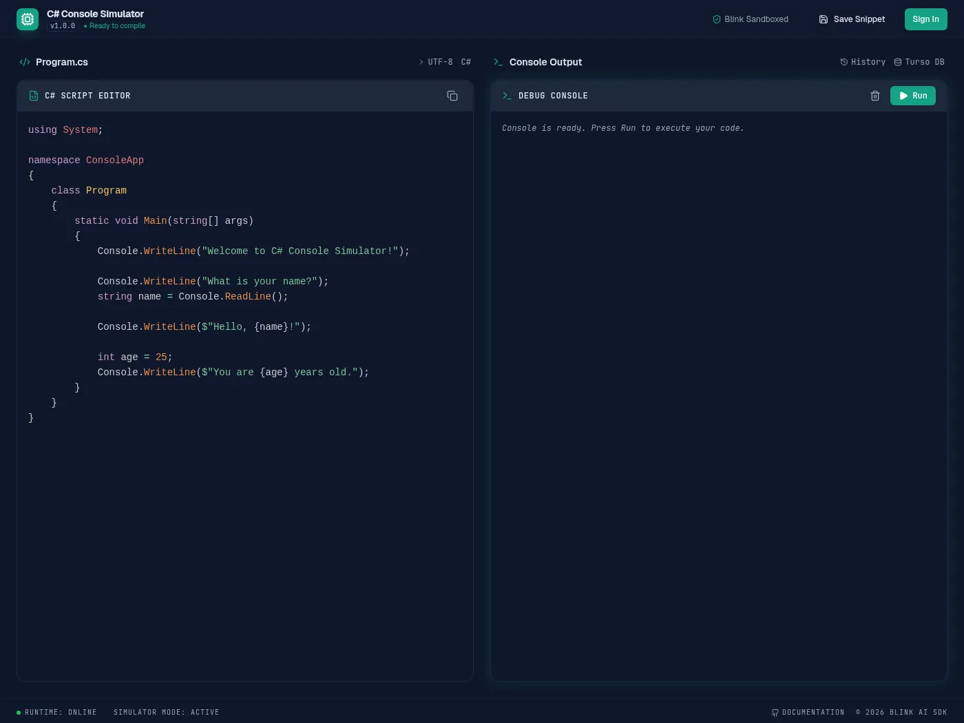 C# Console Starter