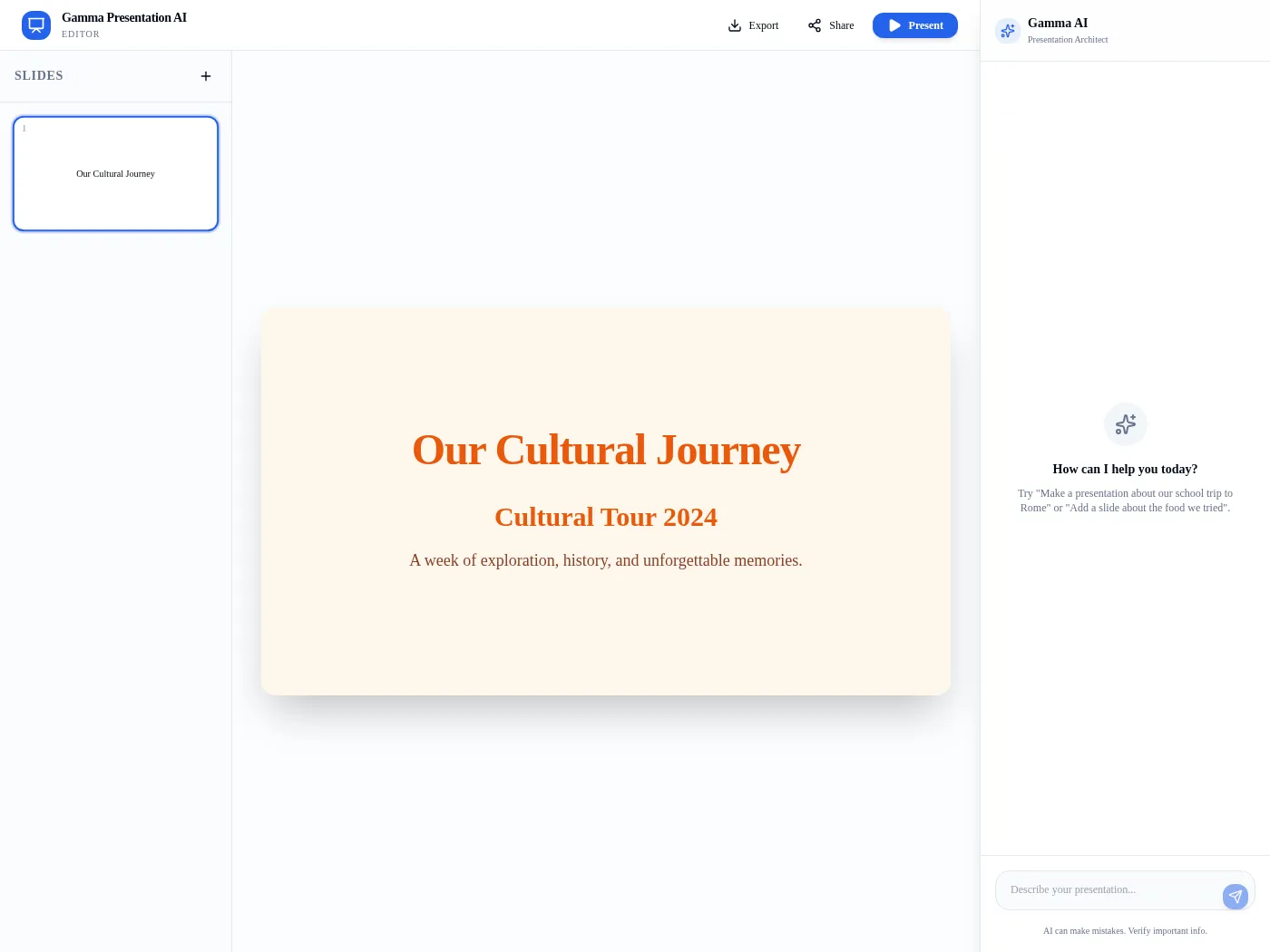 Cultural Tour Presentation