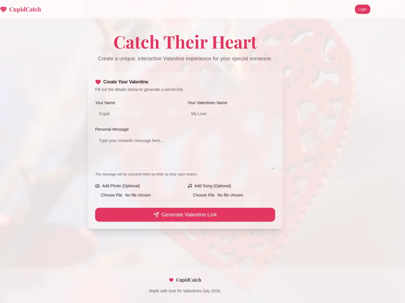 CupidCatch: Interactive Valentine